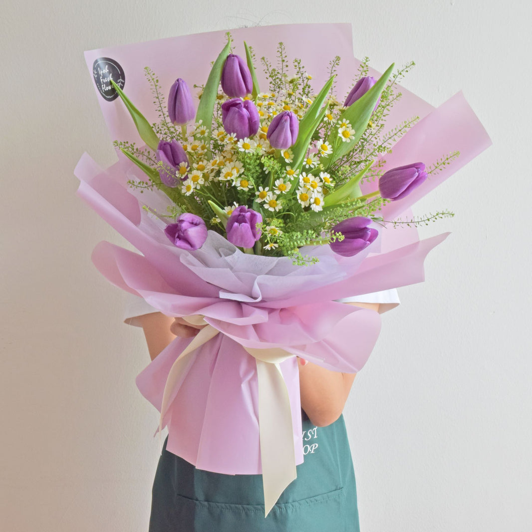 Tulips, Peony & Cala Lilies Premium Fresh Flower Bouquet Delivery ...
